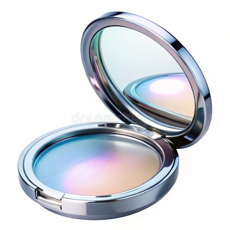 Floating Glowing Makeup Compact with Animated Mirror Reflection Stock ...