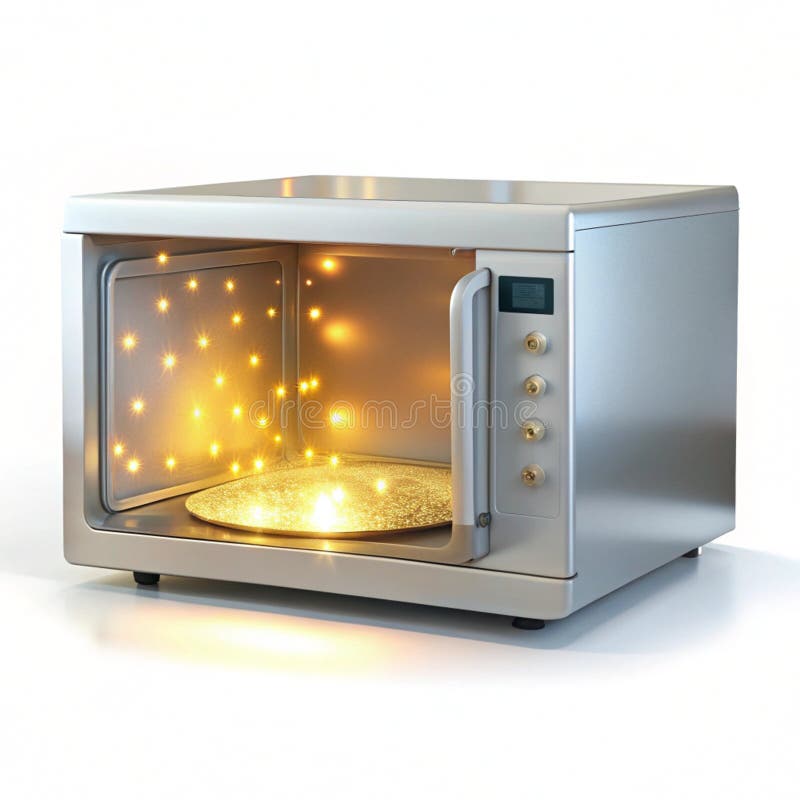 Floating Glowing Microwave with Animated Light Inside Stock ...