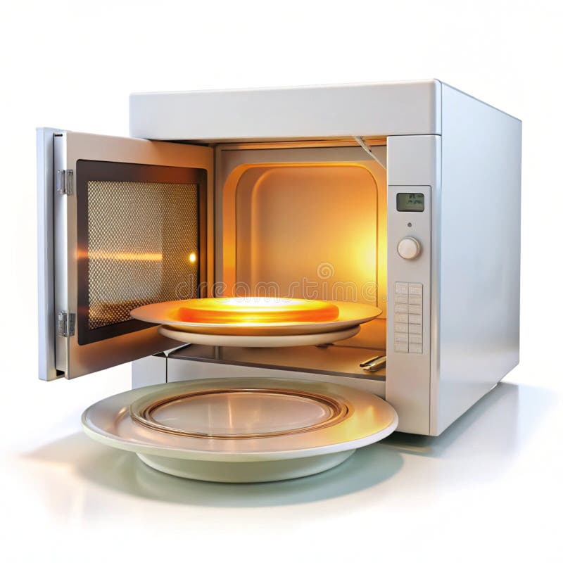 Floating Glowing Microwave with Rotating Turntable Inside Stock ...