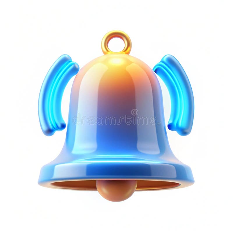 Floating Glowing Notification Bell with Animated Ring Stock ...
