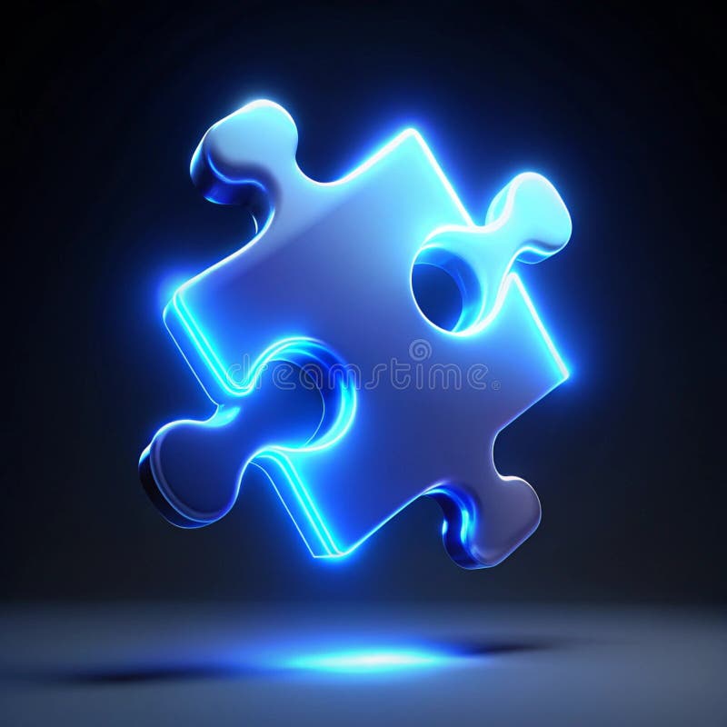 Floating Glowing Puzzle Piece with Rotating Animation Stock ...