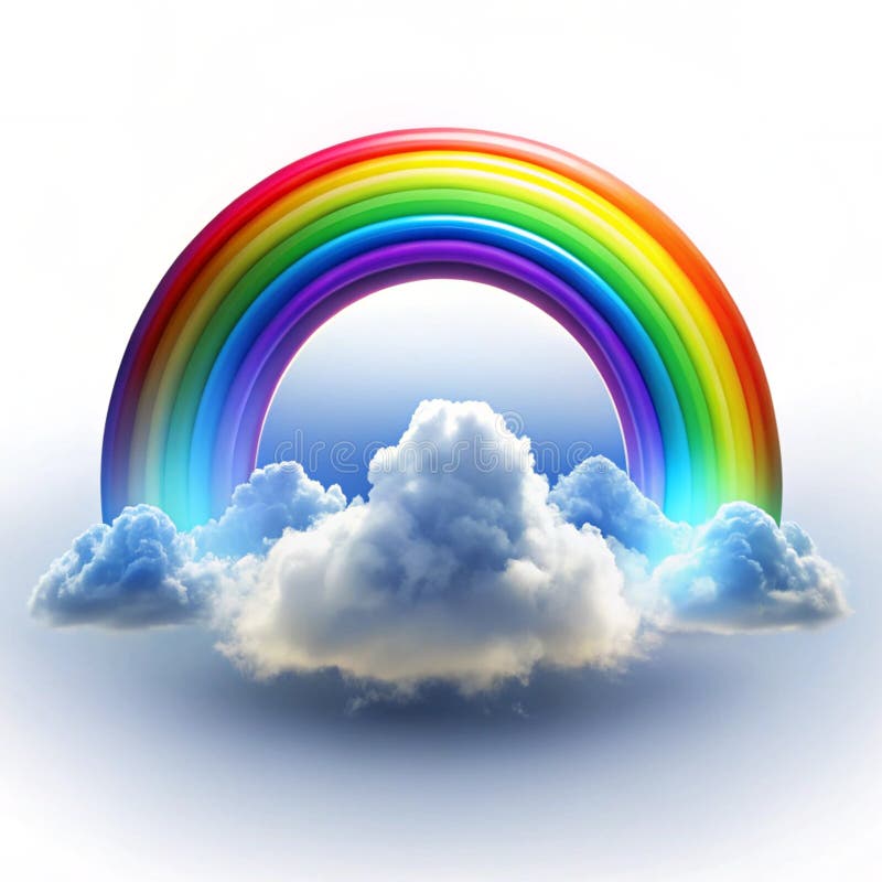 Floating Glowing Rainbow with Rotating Clouds Stock Illustration ...