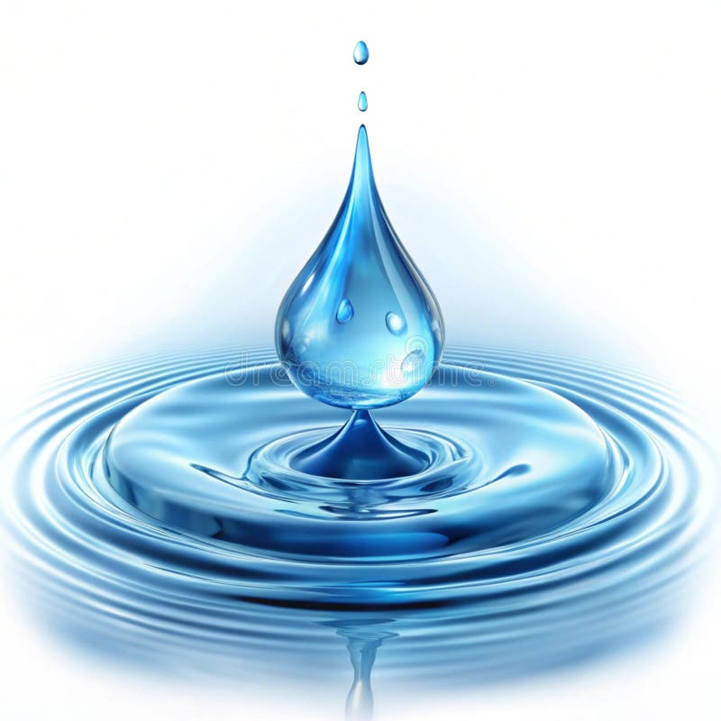 Floating Glowing Raindrop with Splashing Water Effect Stock ...