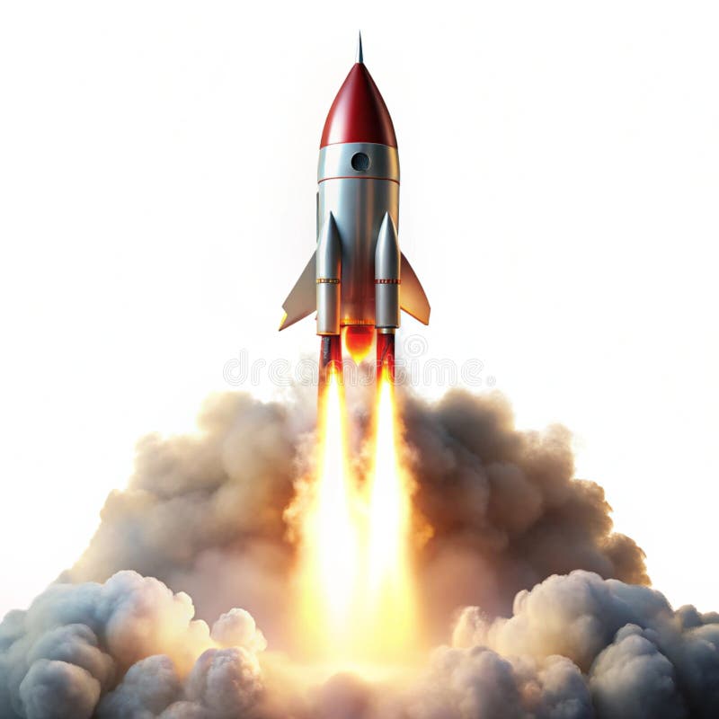 Floating Glowing Rocket with Animated Smoke Trails Stock Illustration ...