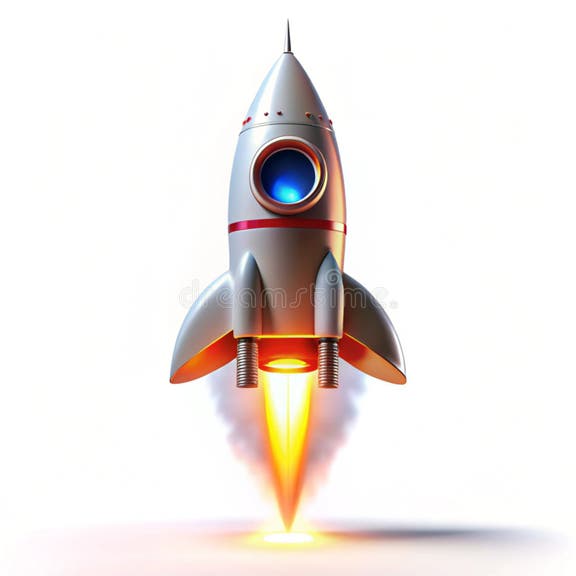Floating Glowing Rocket Ship with Animated Thrust Stock Illustration ...