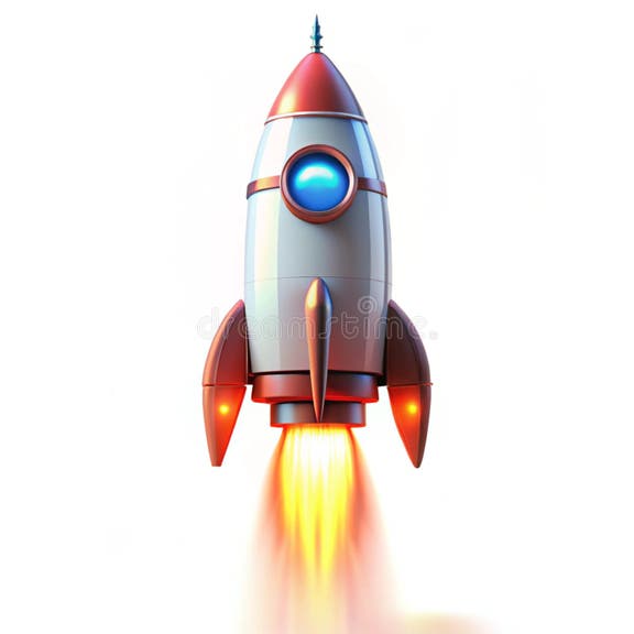 Floating Glowing Rocket Ship with Animated Thrust Stock Illustration ...