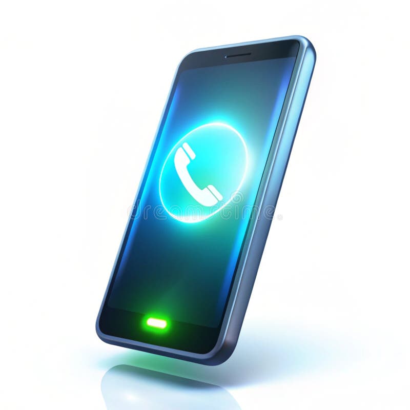 Floating Glowing Smartphone with Animated Call Screen Stock ...