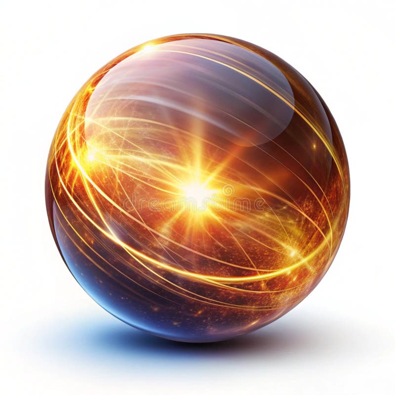 Floating Glowing Sphere with Pulsating Light Effect Stock Illustration ...