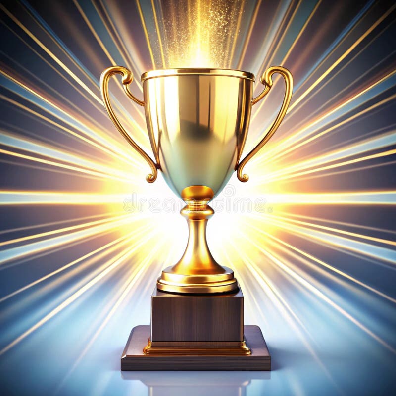 Floating Glowing Trophy with Animated Light Rays Stock Illustration ...