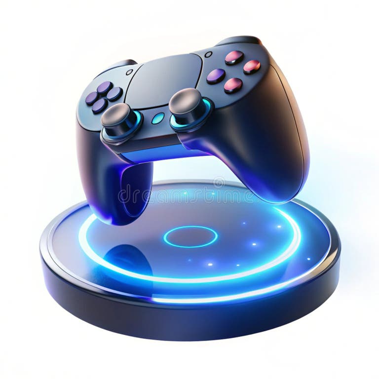 Floating Glowing VR Controller with Animated Interaction Effects Stock ...