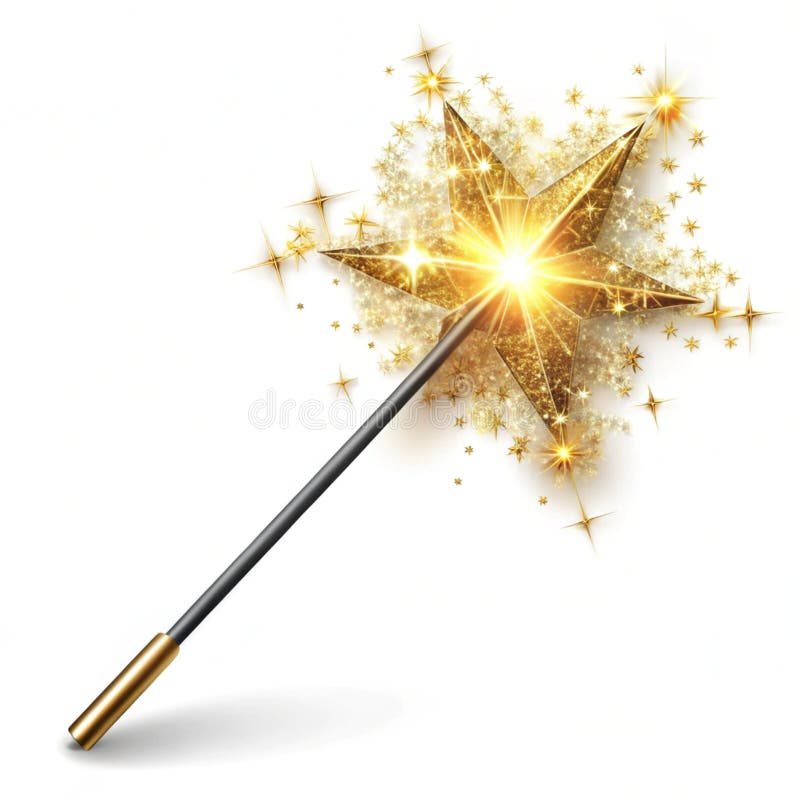 Floating Glowing Wand with Magical Sparkles Stock Illustration ...