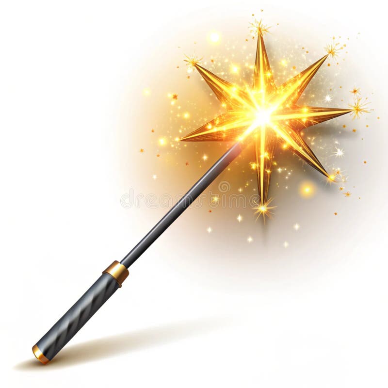 Floating Glowing Wand with Rotating Spark Effects Stock Illustration ...
