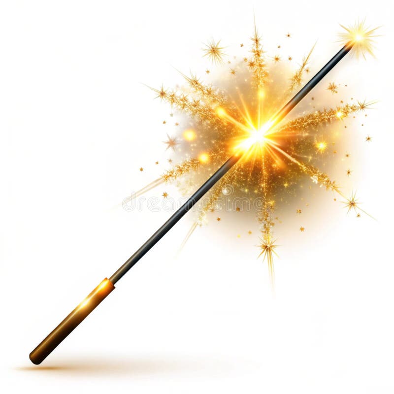 Floating Glowing Wand with Rotating Spark Effects Stock Illustration ...