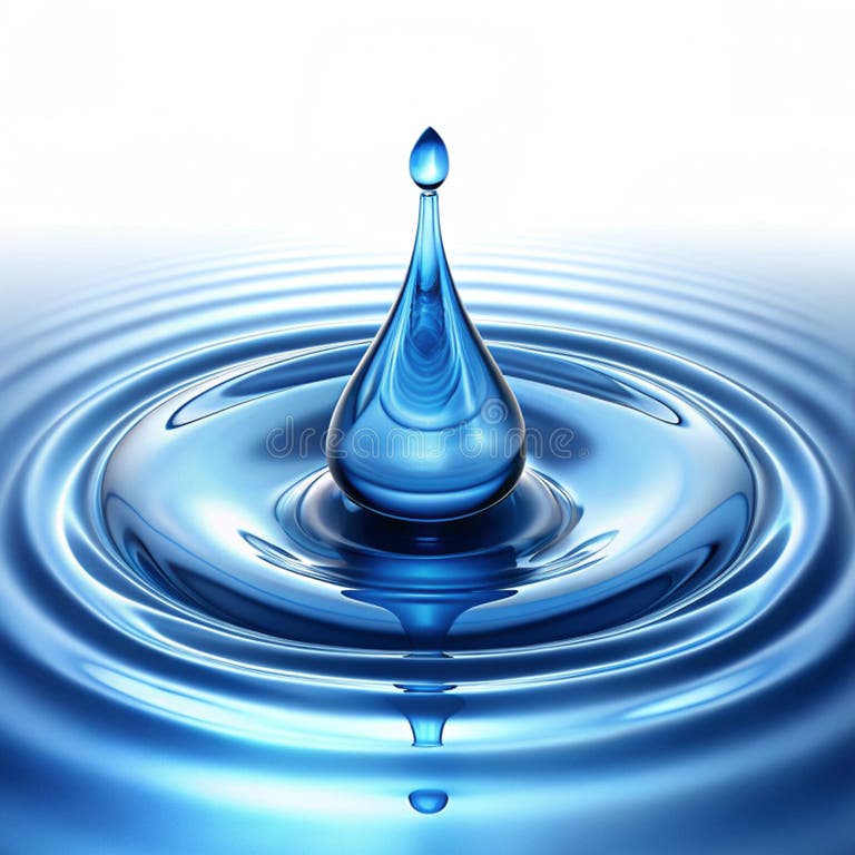 Floating Glowing Water Drop with Rotating Ripple Effects Stock ...