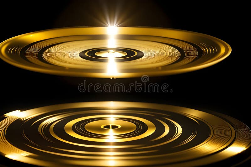 Floating Gold Discs Abstract Background with Light and Shadow Effects ...