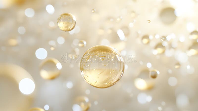 Floating Golden Bubbles on a Light Background, Ai Generated Stock ...