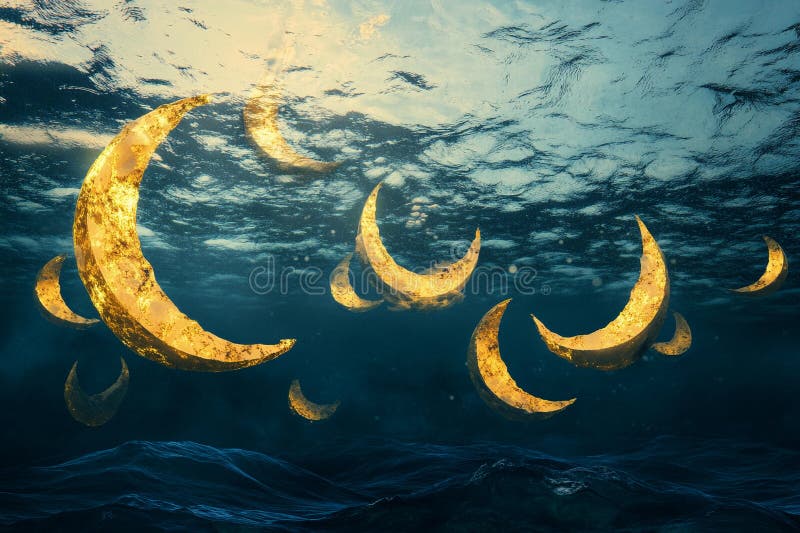 Floating Golden Moons Illuminate the Serene Underwater Landscape during ...