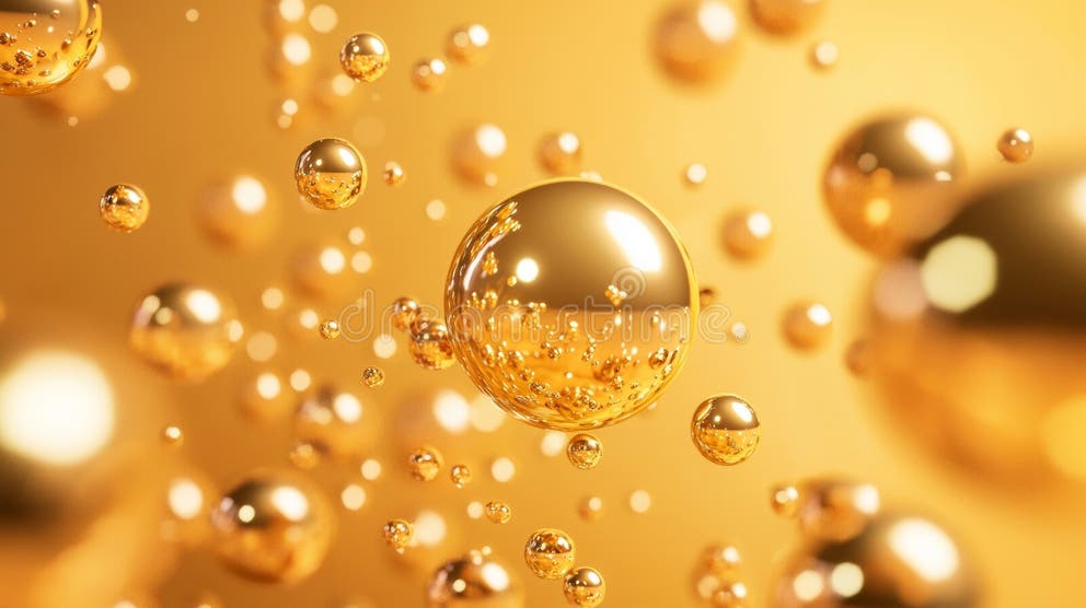 Floating Golden Spheres on a Bright Background Stock Image - Image of ...