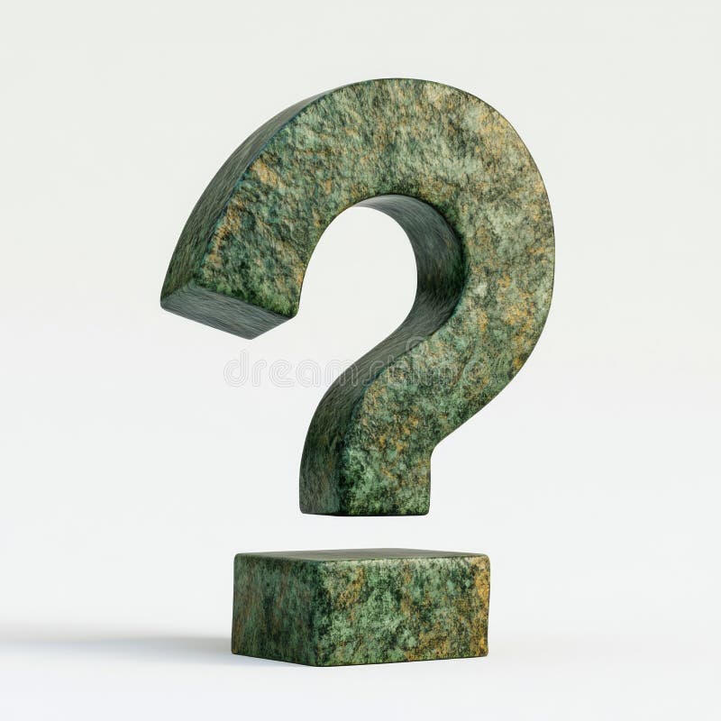Floating Granite Question Mark on White Background Symbolizing Inquiry ...