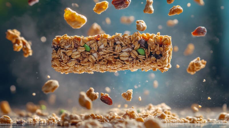 Floating Granola Bar with Nuts and Seeds Stock Illustration ...