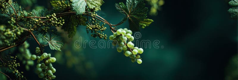 Floating Grapevine Draped Over Deep Green Background Showcasing Luxury ...