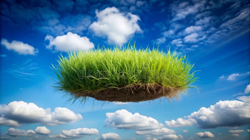 Floating Grass Island in the Sky, Nature, Surreal, Grass, Sky , Clouds ...