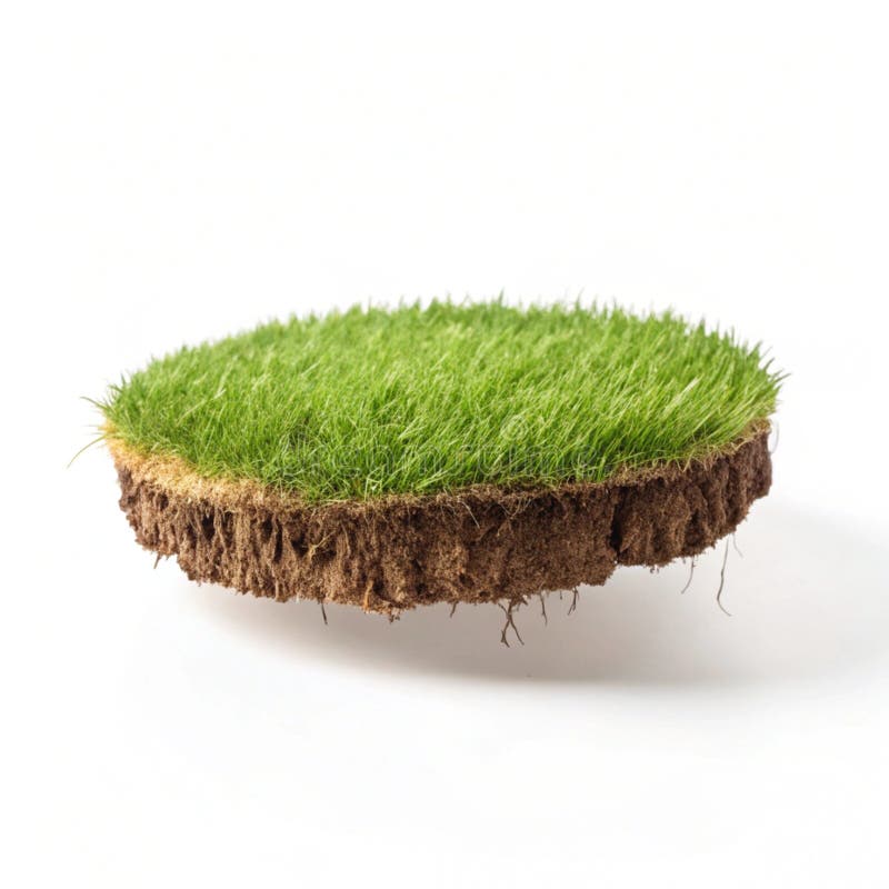 Floating Grass Slice Isolated on Transparent Background Stock ...