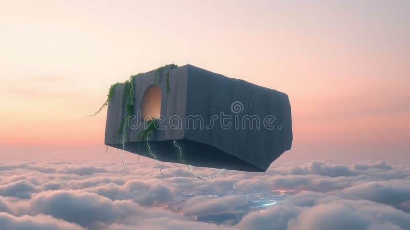 Floating Greek Temple Above the Clouds Stock Illustration ...
