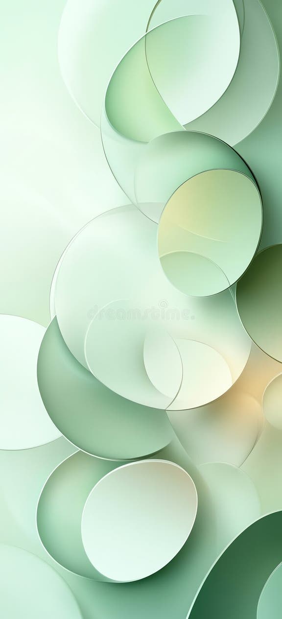 Floating Green Circles Abstract Background with Delicate Light and ...