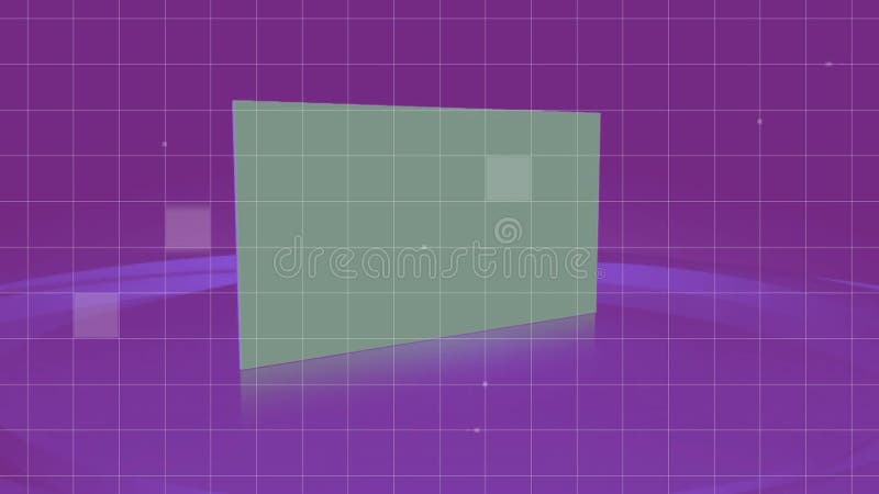 Floating Green Grid Panel Over Purple Background with Digital Animation ...
