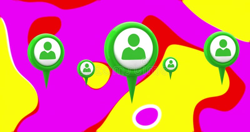 Floating Green Map Pointer Icon Hovering Over Digital Fluid Shapes ...