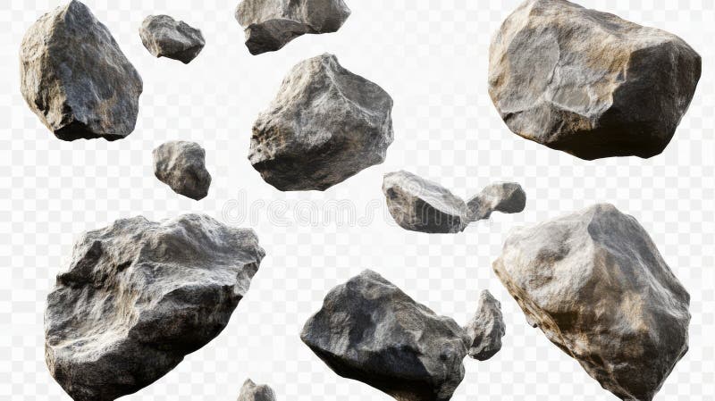 Floating Grey and White Rocks on Transparent Background Stock ...