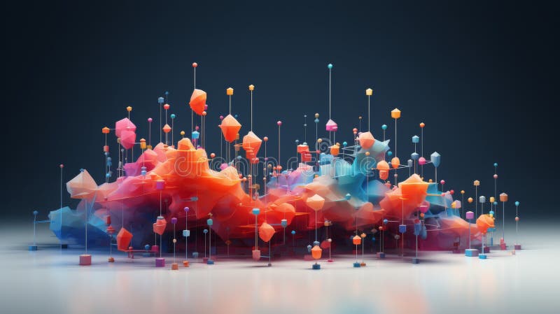 Floating Group of Colorful Objects Stock Photo - Image of generative ...