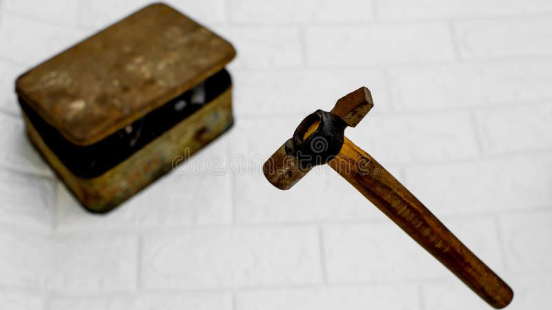 Floating Hammer with Toolbox in Backdrop Stock Image - Image of handle ...
