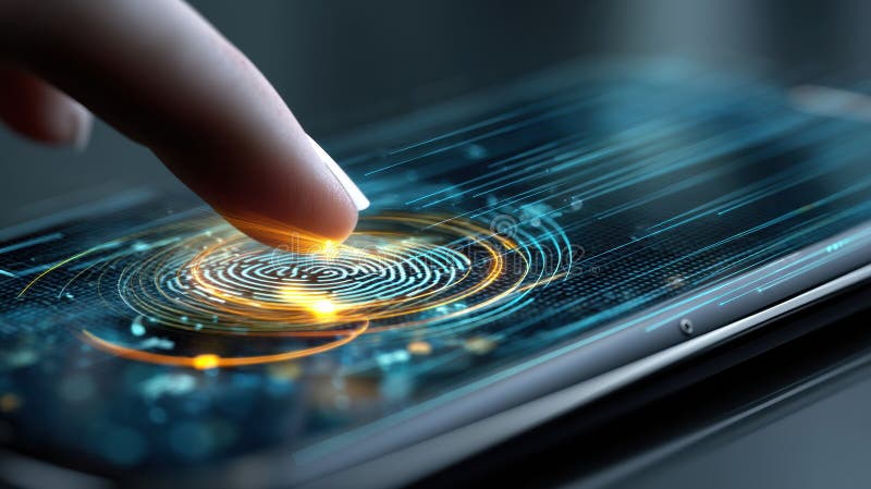 Floating Hand Interacts Smartphone Featuring Glowing Biometric ...