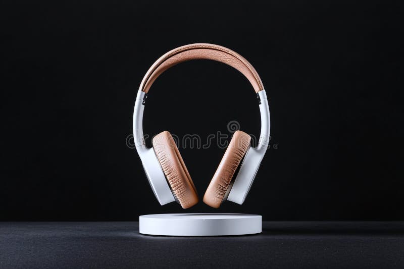 Floating Headphones on Black, Bold and Sleek Design, Ideal for Tech Ads ...