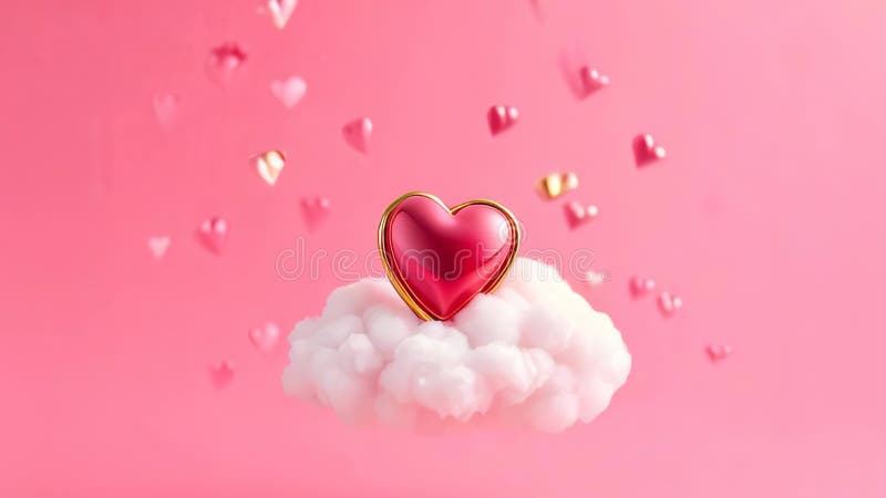 Floating Heart on Cloud with Pink Background Stock Video - Video of ...