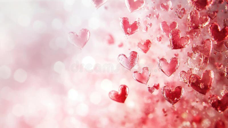 Floating Hearts Dance Gently with Dreamy Pink Romance Background Stock ...