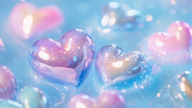 Radiant Floating Hearts in Soft Pastel Bubble Background Stock Footage ...