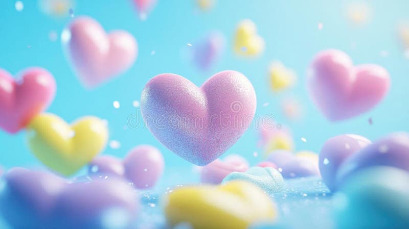Floating Hearts Render Illustration with Love and Romance Theme and ...