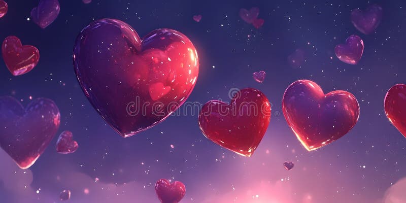 Floating Hearts: a Romantic Digital Art Background Stock Illustration ...