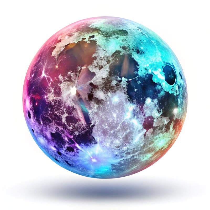 Floating Holographic Moon with Glowing Effects Stock Illustration ...