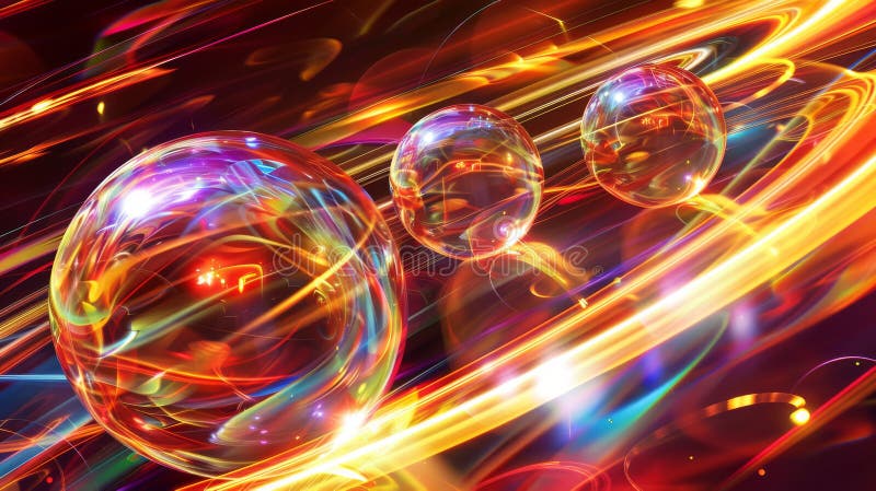 Floating Holographic Orbs with Light Trails Bubbles Reflect Different ...