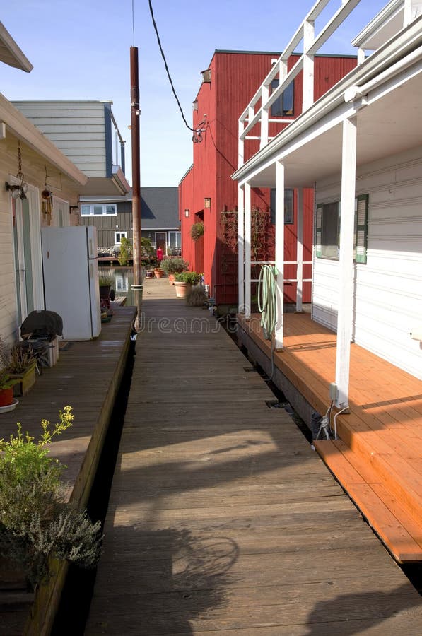 Between Floating Homes Alley Way. Stock Photo - Image of houses ...