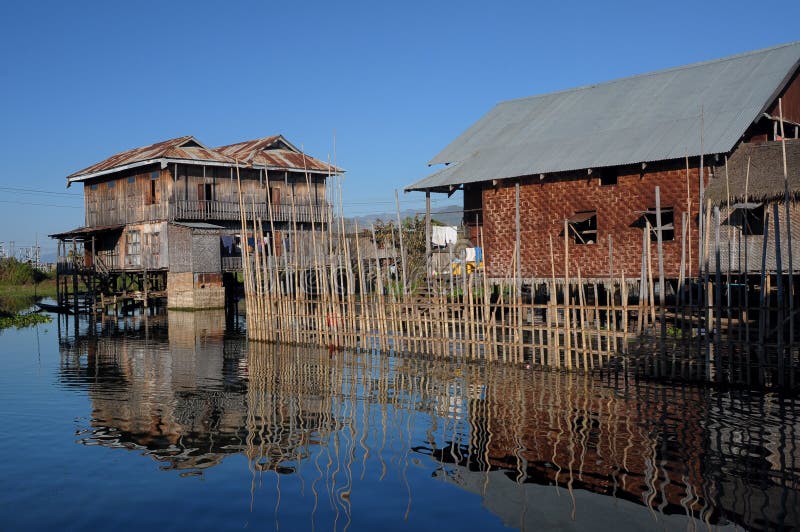 Floating House 02-Inle Lake Myanmar Stock Image - Image of peaceful ...