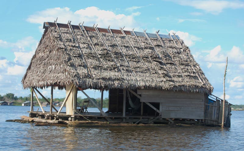 Floating House on Amazon River Stock Photo - Image of peru, jungle ...