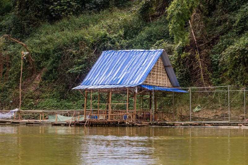 Floating House at Nam Ou River, La Stock Image - Image of home ...