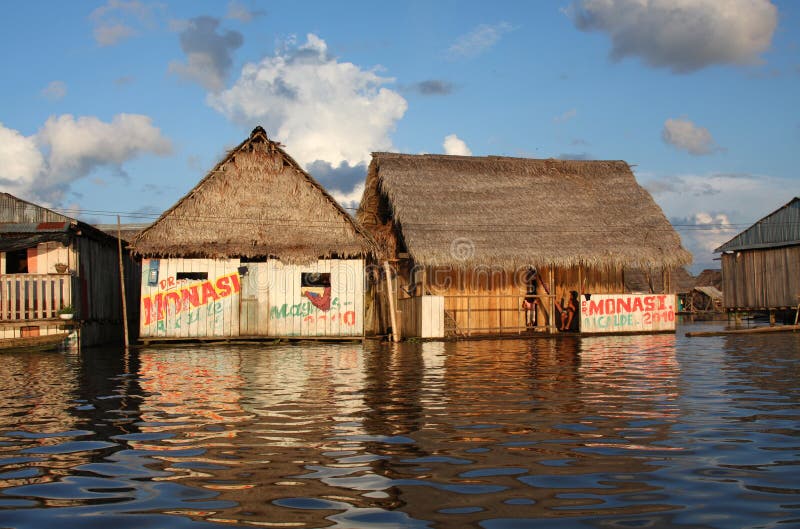 Floating Houses On The Amazon River Editorial Image - Image of tide ...
