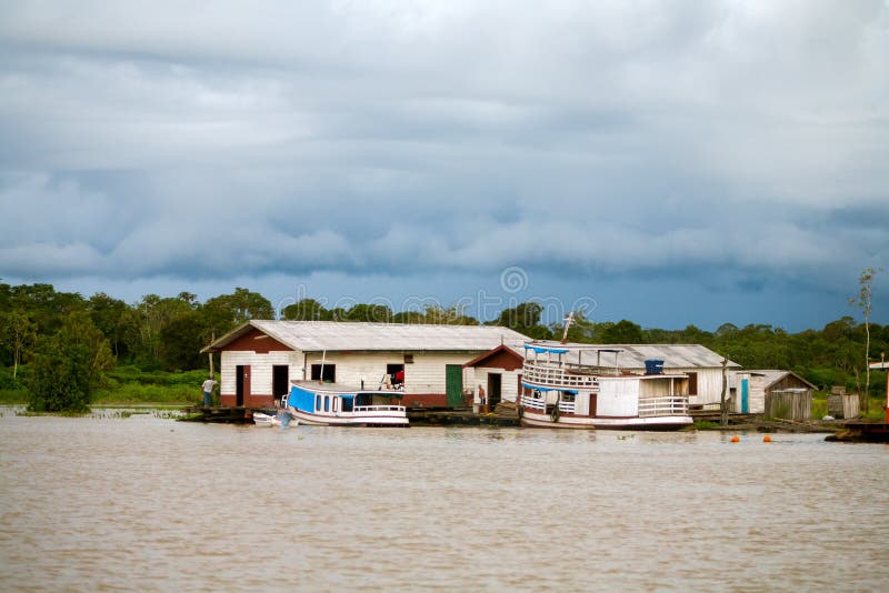 Floating Houses In Amazon River Stock Image - Image of river, brazil ...