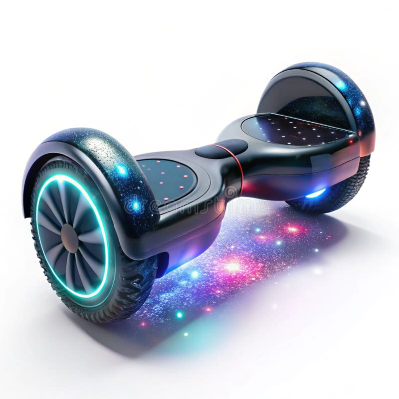 Floating Hoverboard with Animated Particles Stock Illustration ...